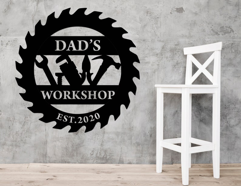 Dad's Garage Metal Man Cave Sign Gear Sign Workshop Sign Father's Day ...