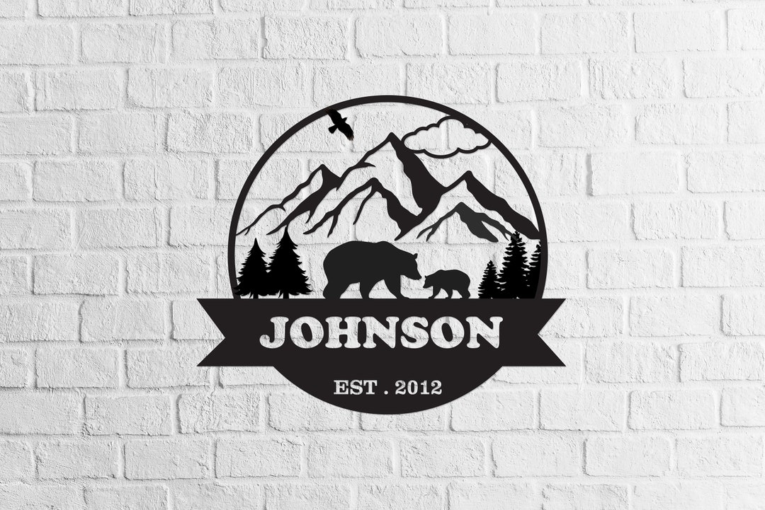 Bear Personalized Metal Sign Cabin Metal Sign Family Name - Etsy