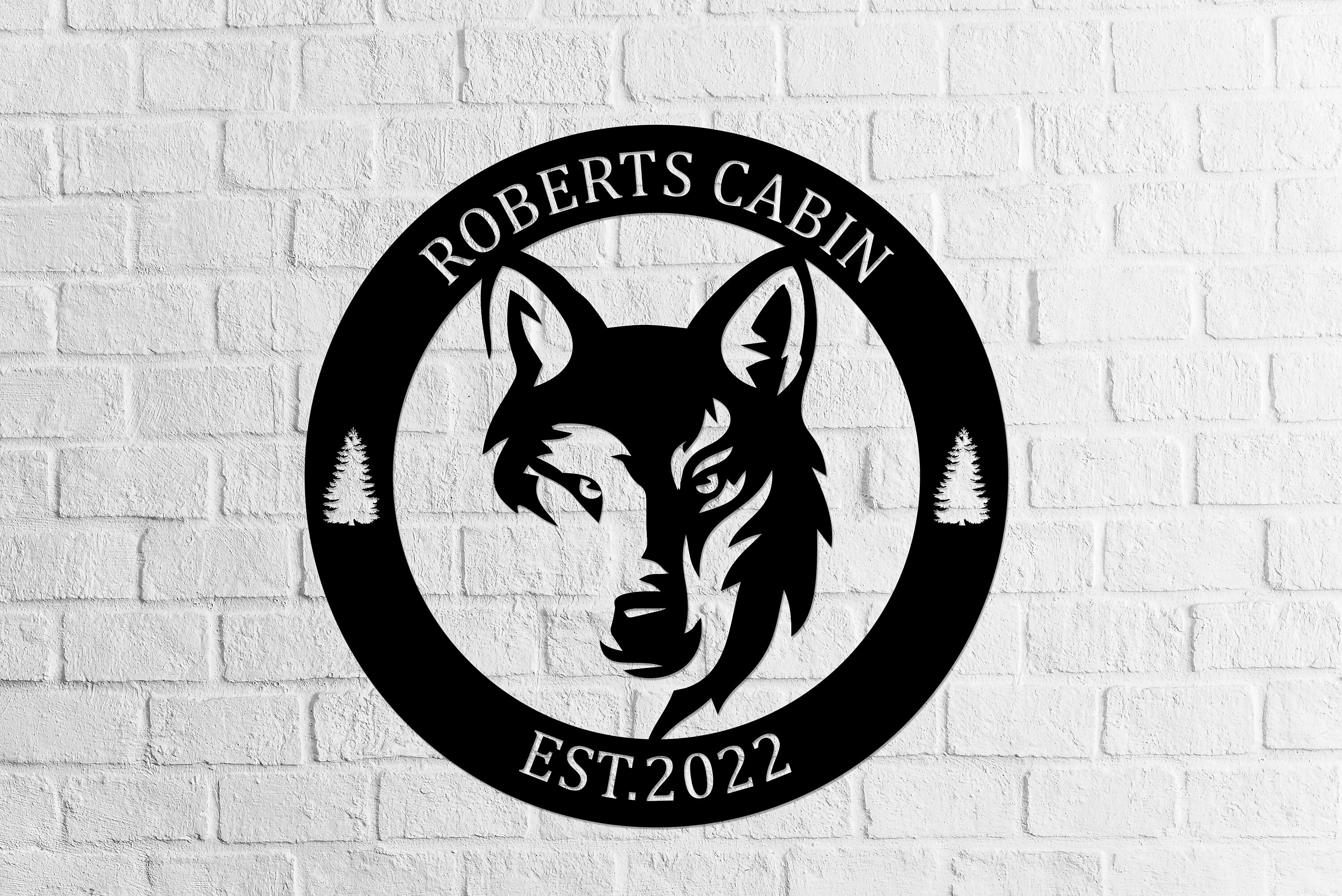 Wolf Sign, Wolf Lover, Personalized Wolf Monogram Metal Sign, Wolf Wall ...