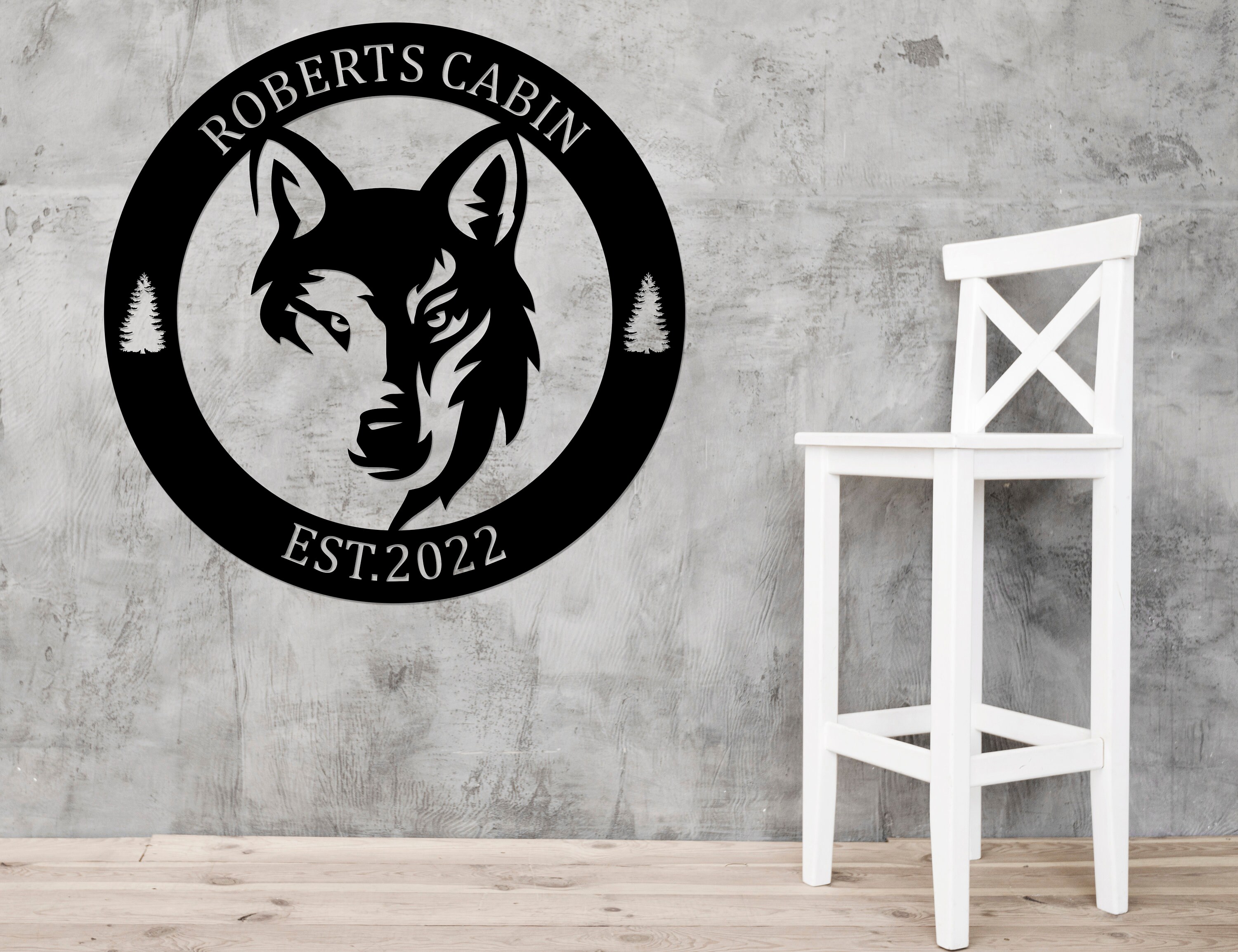 Wolf Sign, Wolf Lover, Personalized Wolf Monogram Metal Sign, Wolf Wall ...