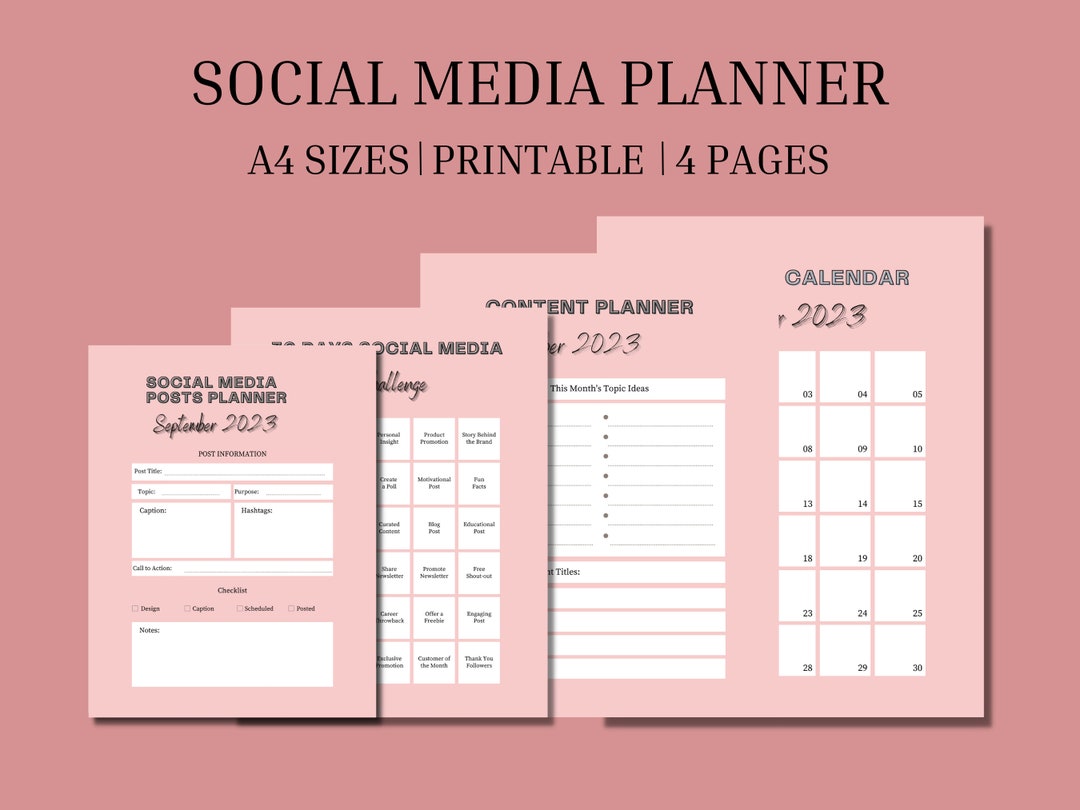 Social Media Planner Printable Download, Social Media Content Planner ...