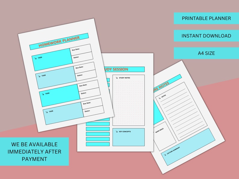 Printable Student Study Planner for High Schoolcollege Study - Etsy