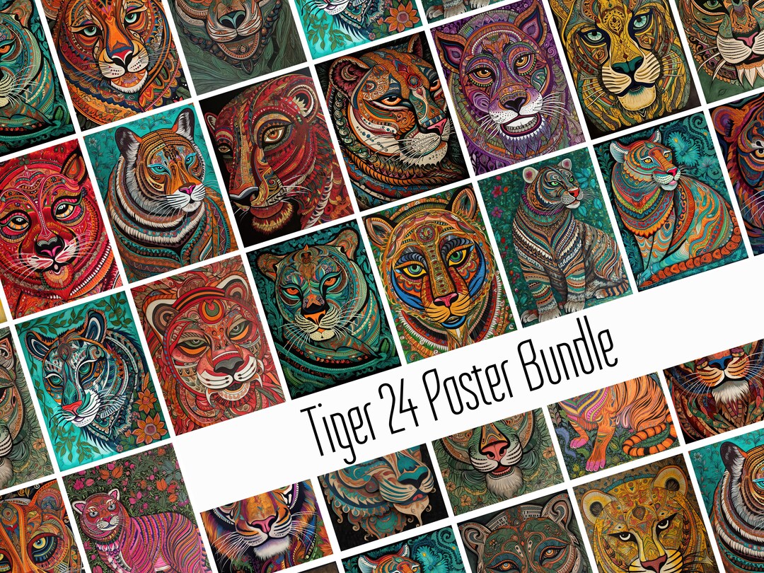 Indian Tiger Art Prints, Vibrant Diwali Wall Decor (digital Download ...