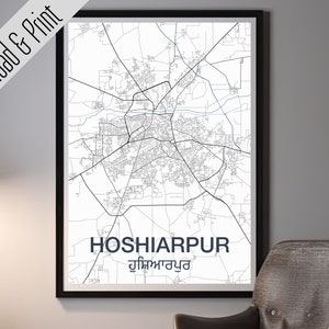 Hoshiarpur Punjab Map Art Print Set, Road Map Poster (digital Download ...