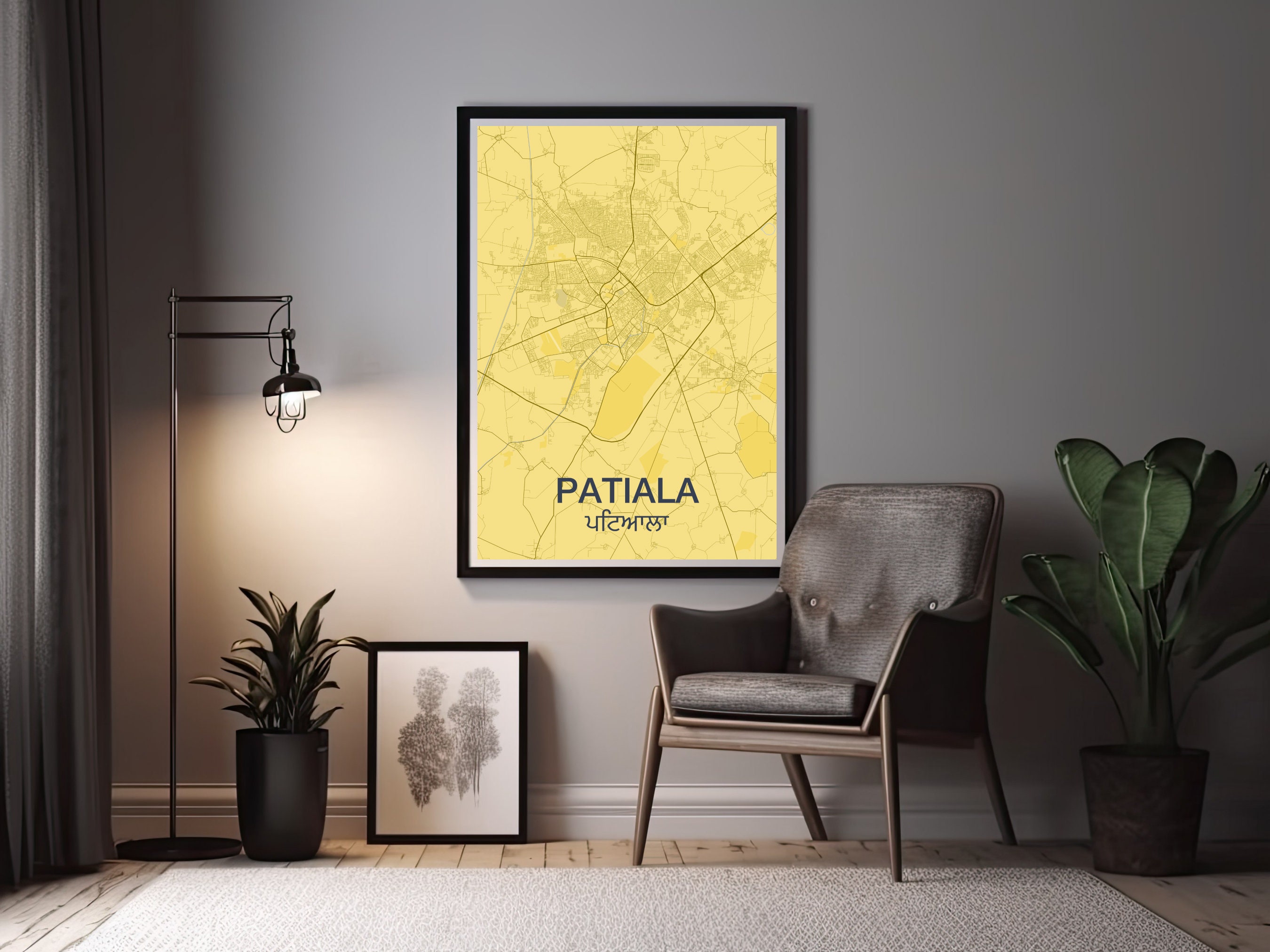 Patiala, Punjab Printable Map. Road Map Art Poster Set of 4, White ...