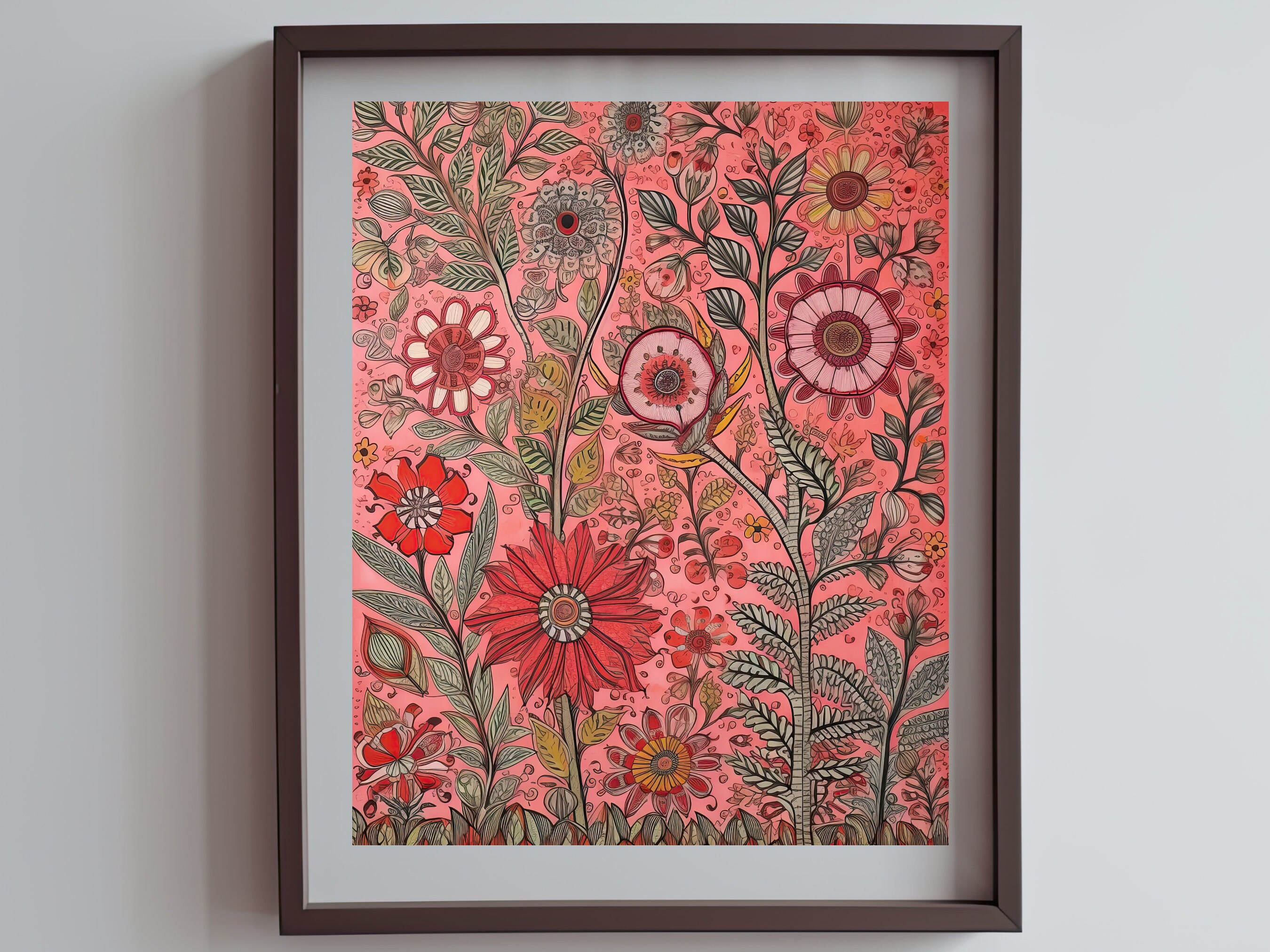Madhubani Inspired Decorative Flowers Collection. 26 Printable Posters ...