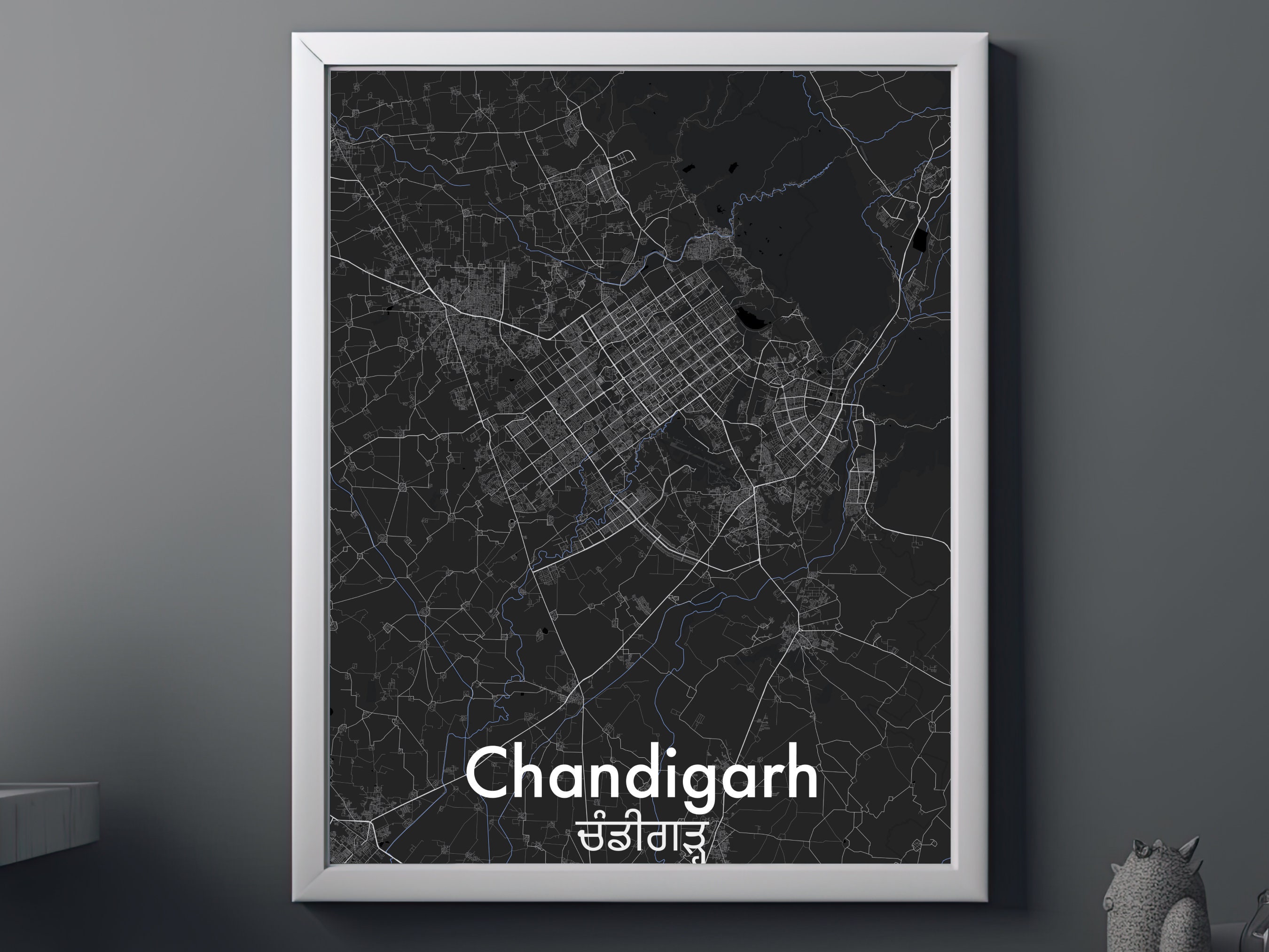 Chandigarh Punjab Printable Map. Road Map Art Poster Set of - Etsy UK