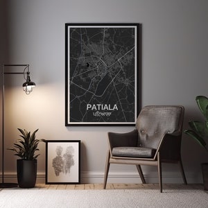Patiala, Punjab Printable Map. Road Map Art Poster Set of 4, White ...