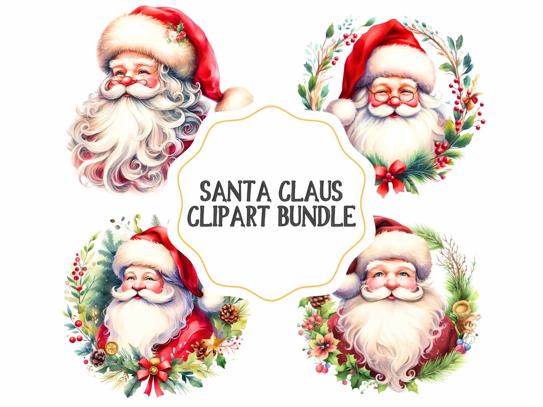 Watercolor Santa Claus Clipart Bundle Santa Clipart Bundle Santa Png ...