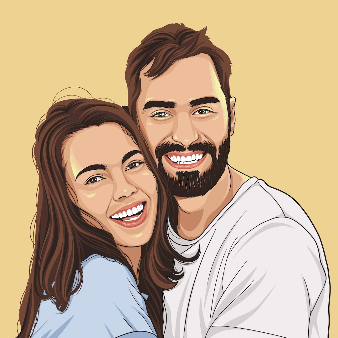 Couple Vector Portrait Digital File Downloadable via Google Drive Link ...
