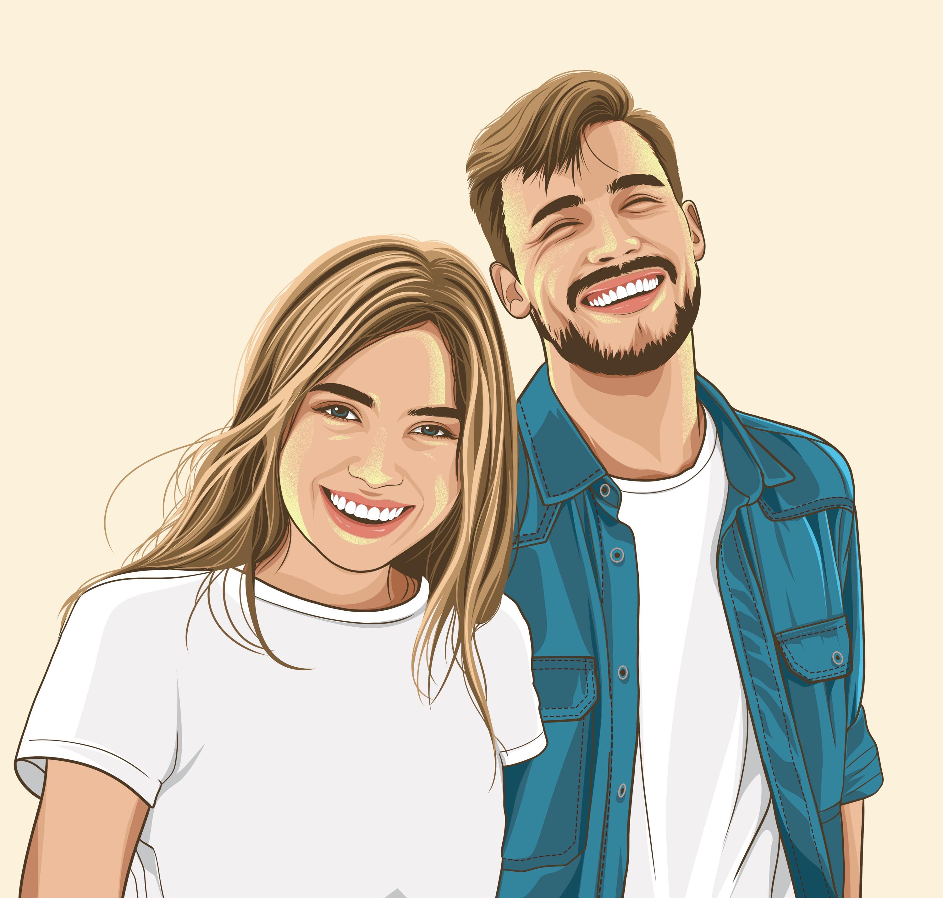 Couple Vector Portrait Digital File Downloadable via Google Drive Link ...