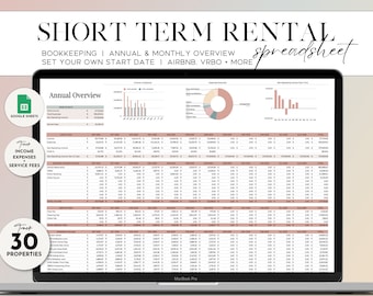Airbnb Spreadsheet Bookkeeping, Short Term Rental Income Tracker ...