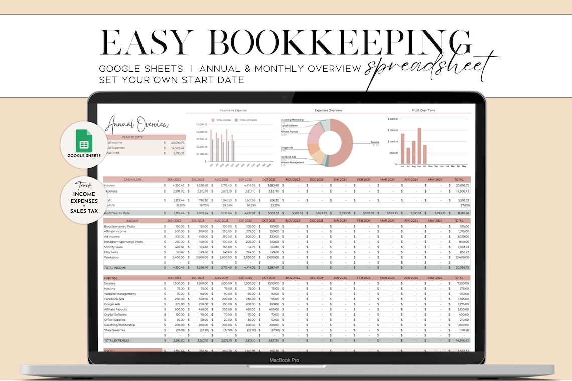 Small Business Bookkeeping Spreadsheet, Easy Bookkeeping Template ...