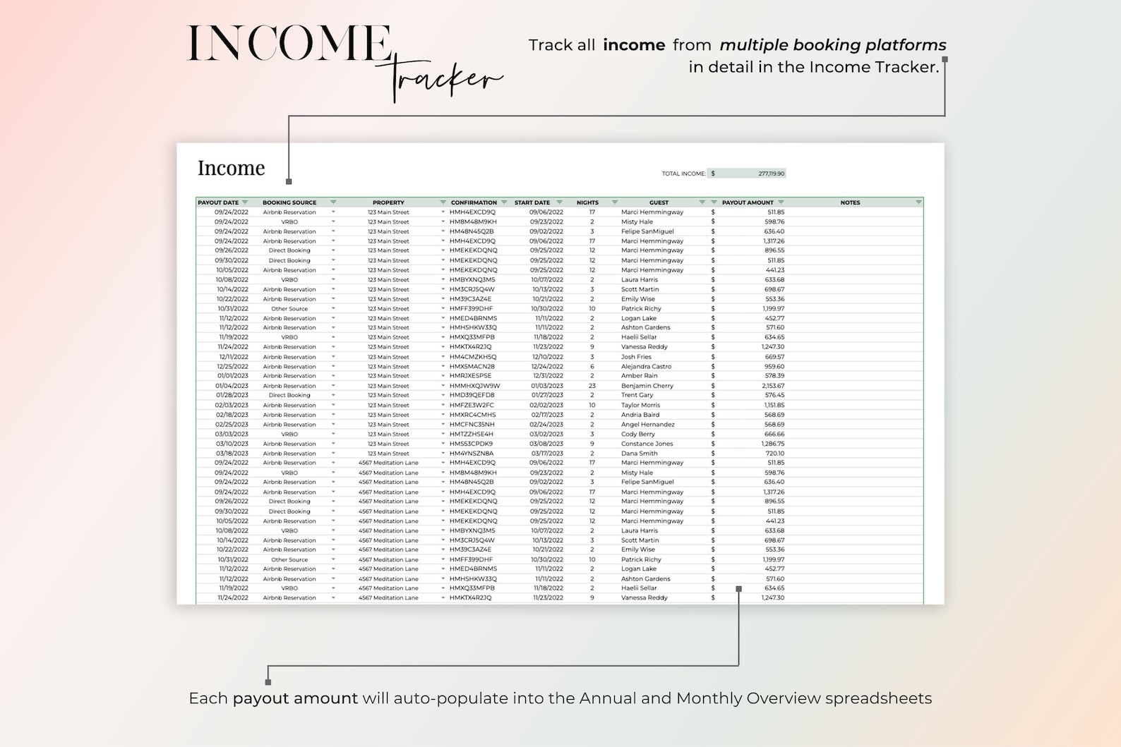 Airbnb Spreadsheet Bookkeeping, Short Term Rental Income Tracker ...