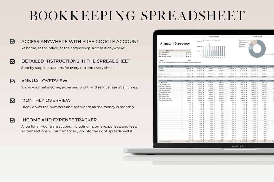 Rental Property Bookkeeping Google Sheets Template, Rental Property ...