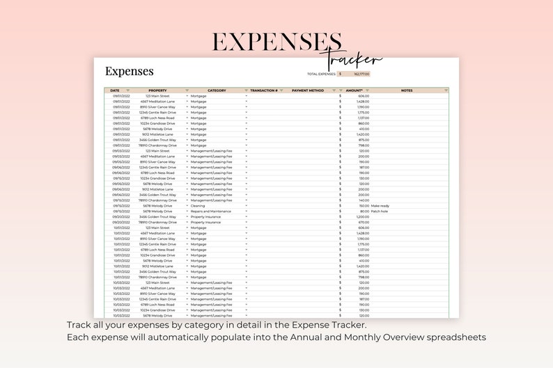 Rental Property Spreadsheet, Multi-property Income & Expense Tracker ...