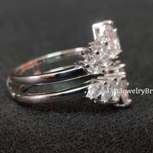 3ct Marquise Cut Diamond 14k White Gold Plated Sunburst Enhancer Ring ...