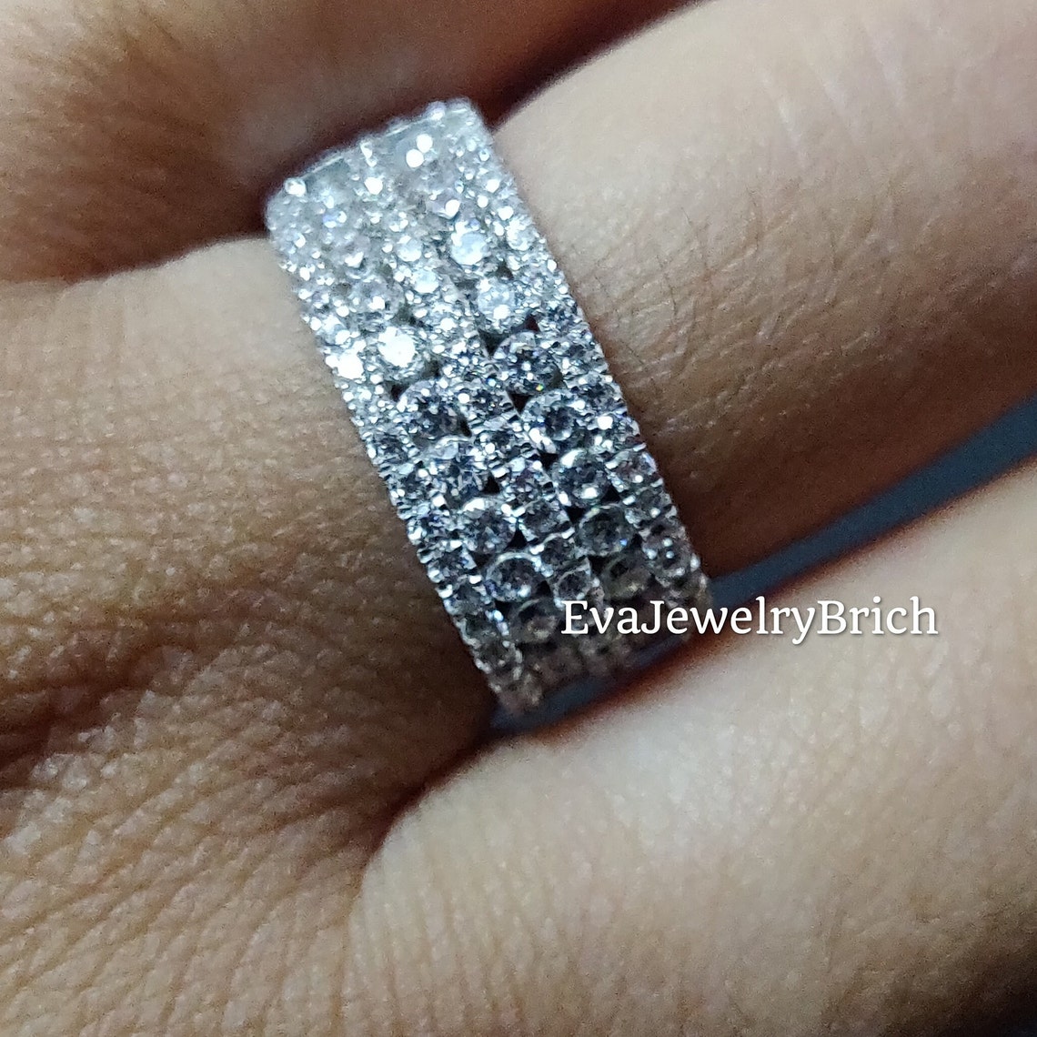 2.50ct Round Cut Diamond 14 White Gold Plated Double Row Half Eternity ...