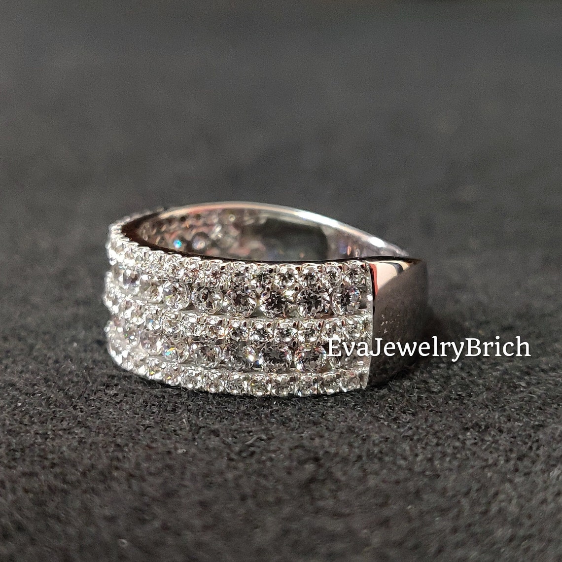 2.50ct Round Cut Diamond 14 White Gold Plated Double Row Half Eternity ...