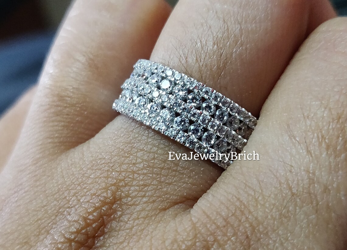 2.50ct Round Cut Diamond 14 White Gold Plated Double Row Half Eternity ...
