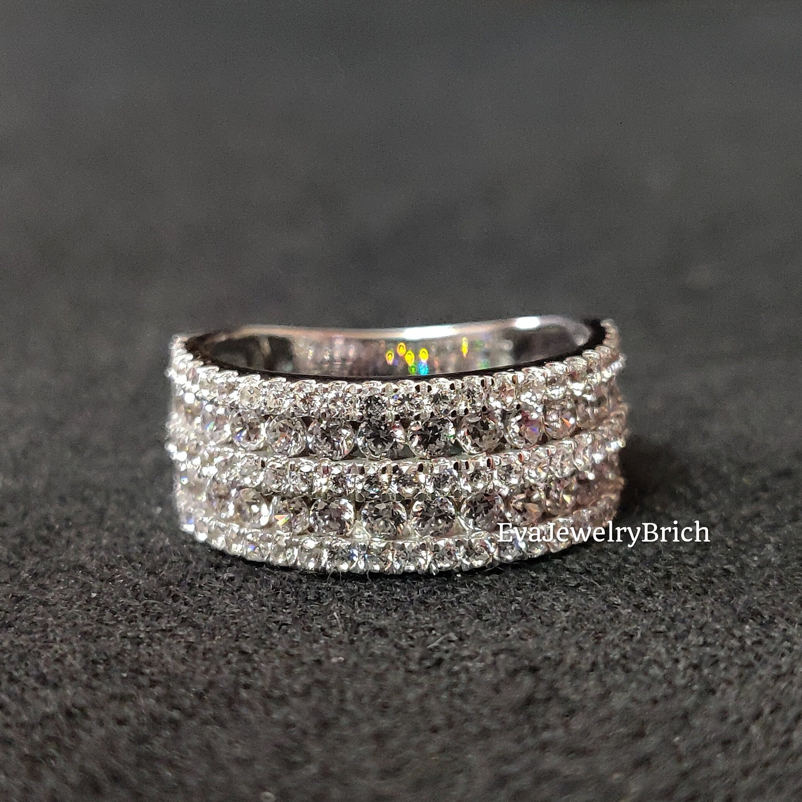 2.50ct Round Cut Diamond 14 White Gold Plated Double Row Half Eternity ...