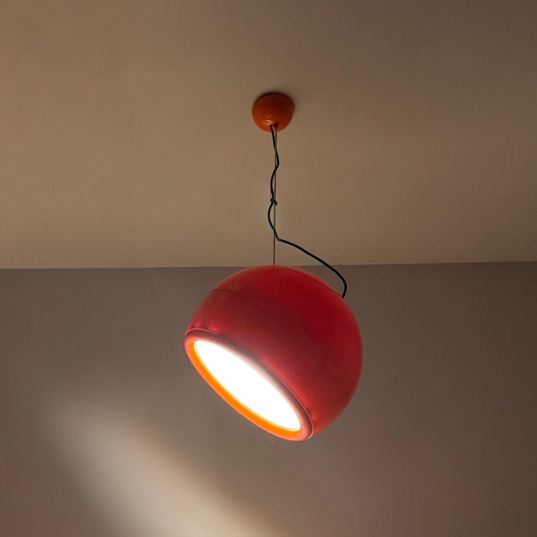Vintage Artemide Pallade Orange Pendant Light With Adjustable Globe - Etsy