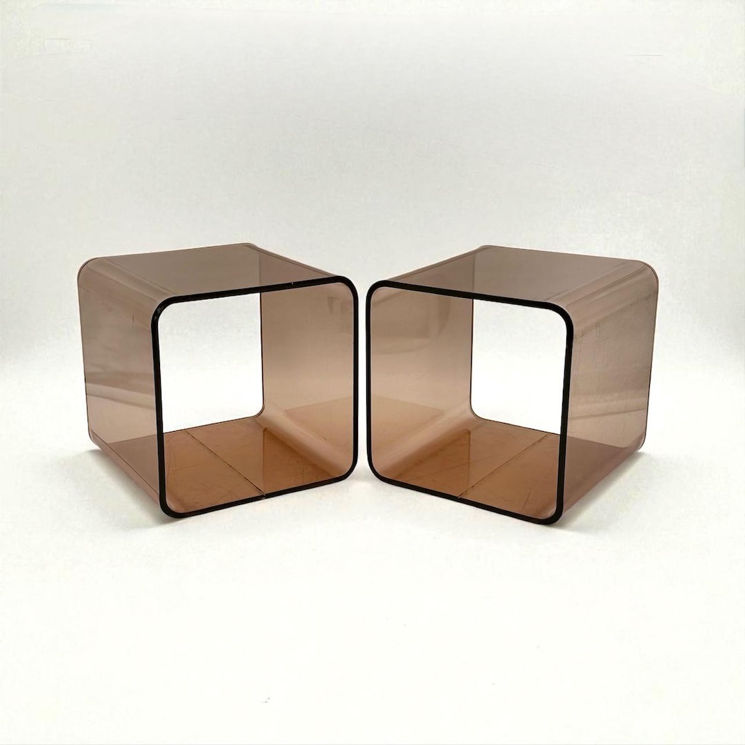 1970s Smoked Plexiglass Modular Cubes: French Space Age Display Stands ...