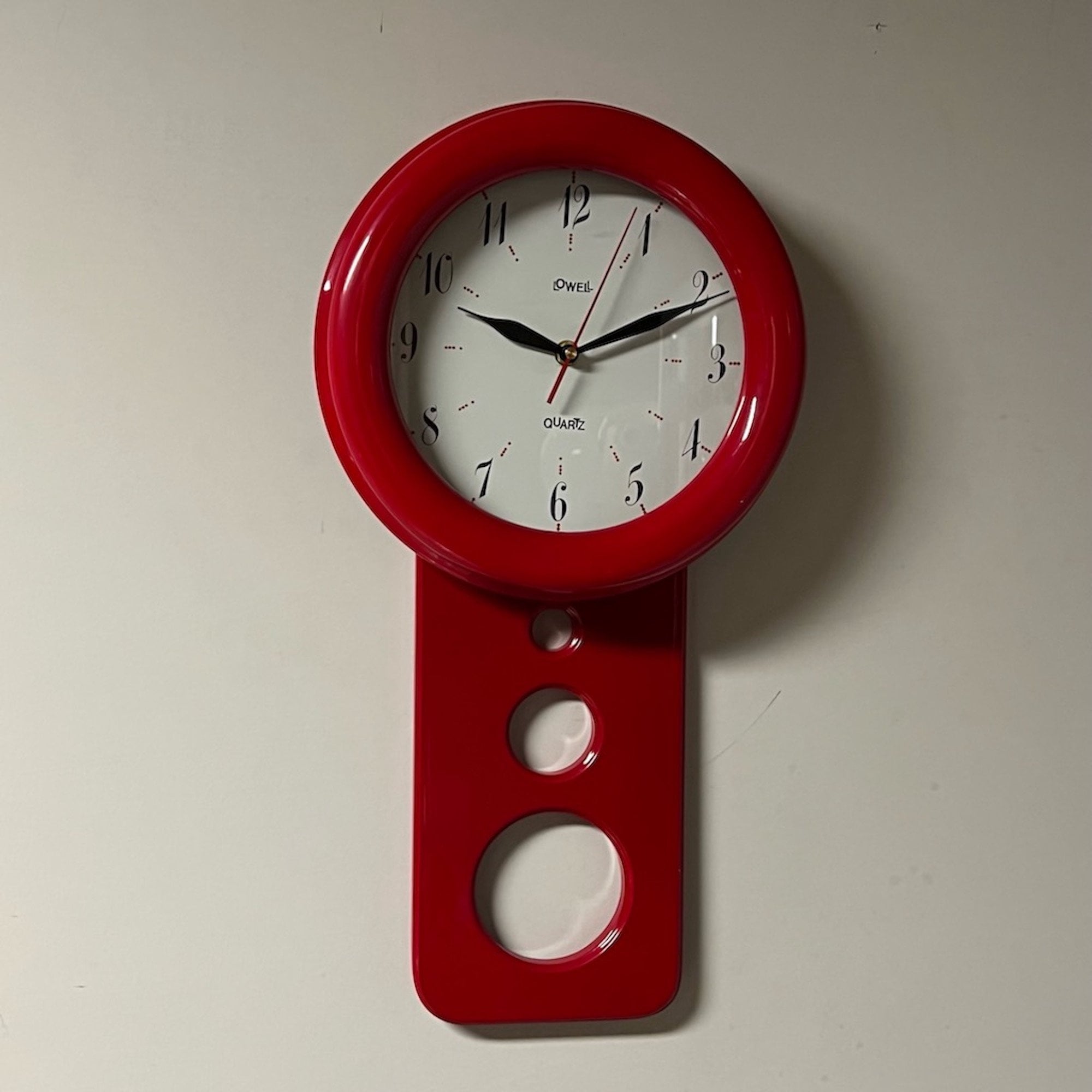 Timeless Elegance: Lowell's Distinctive Red Wood Wall Clock 80s,italian ...