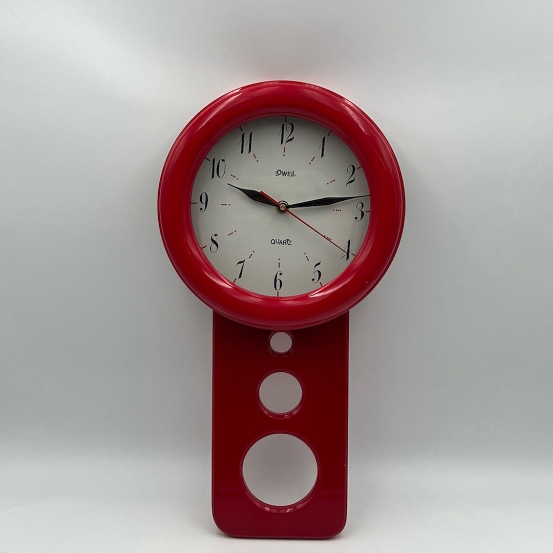 Timeless Elegance: Lowell's Distinctive Red Wood Wall Clock 80s,italian ...