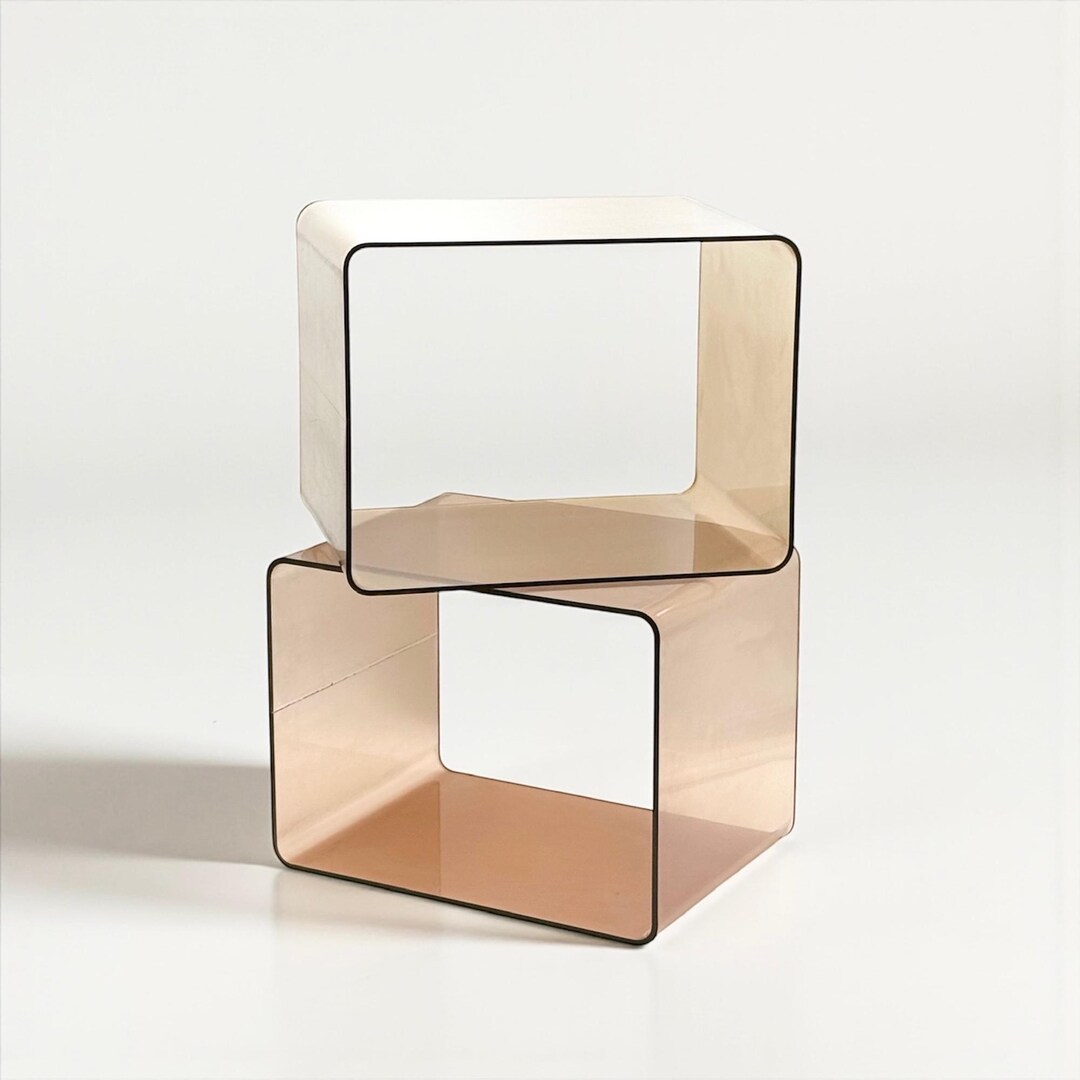 Vintage French Smoked Plexiglass Cubes 1970s Space Age Modular Shelves ...