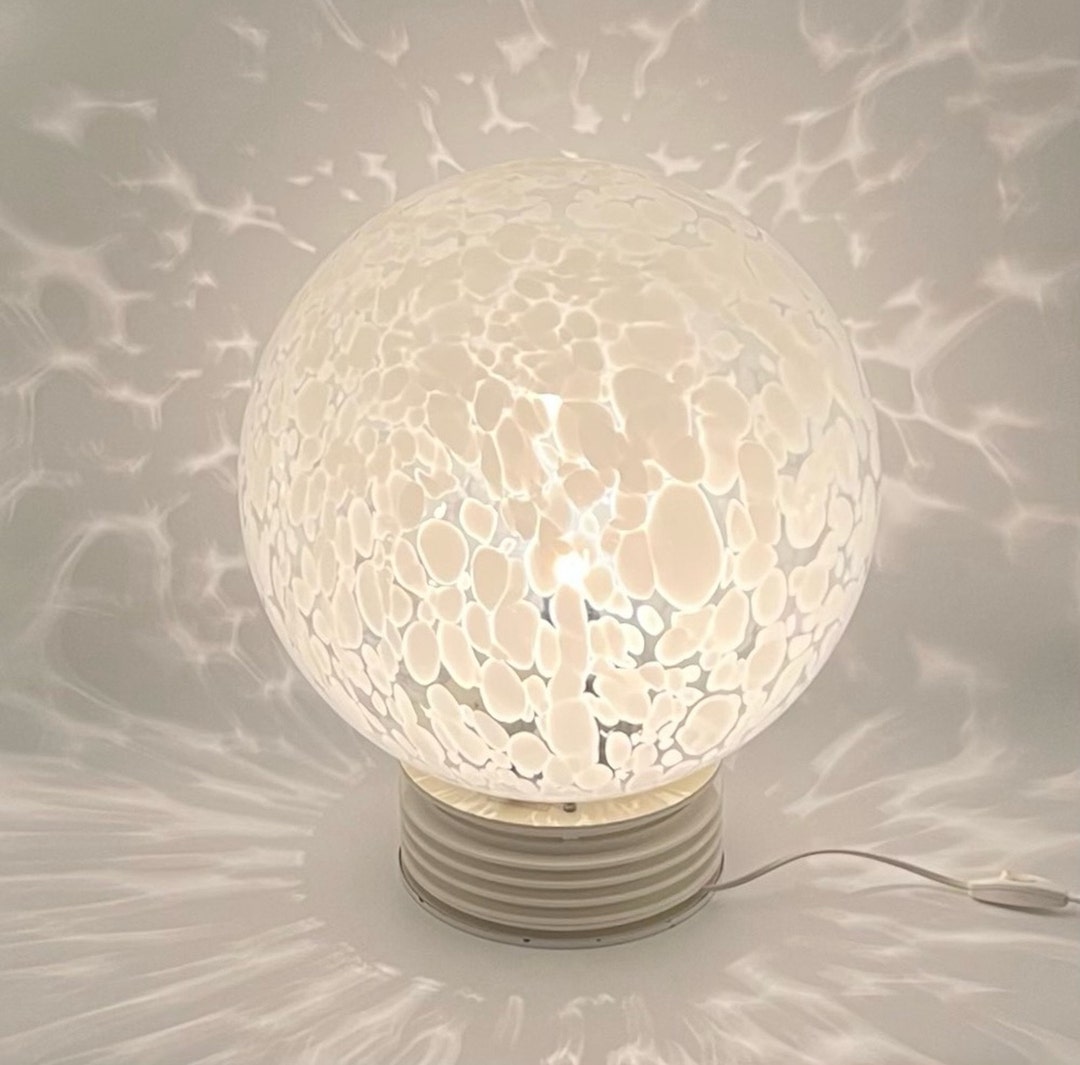 Huge 80s Table Lamp Mottled Glass Light Lamp Vintage Stylish - Etsy