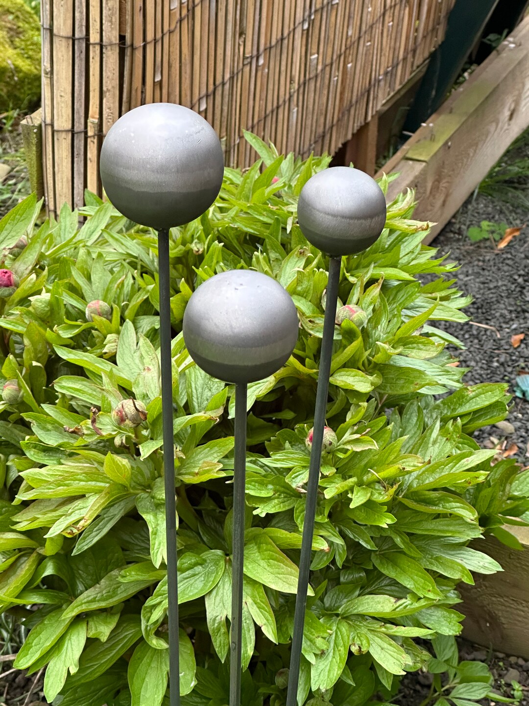 Metal Allium Ornamental Plant Support /rusty Garden Ornament /set of 3 ...