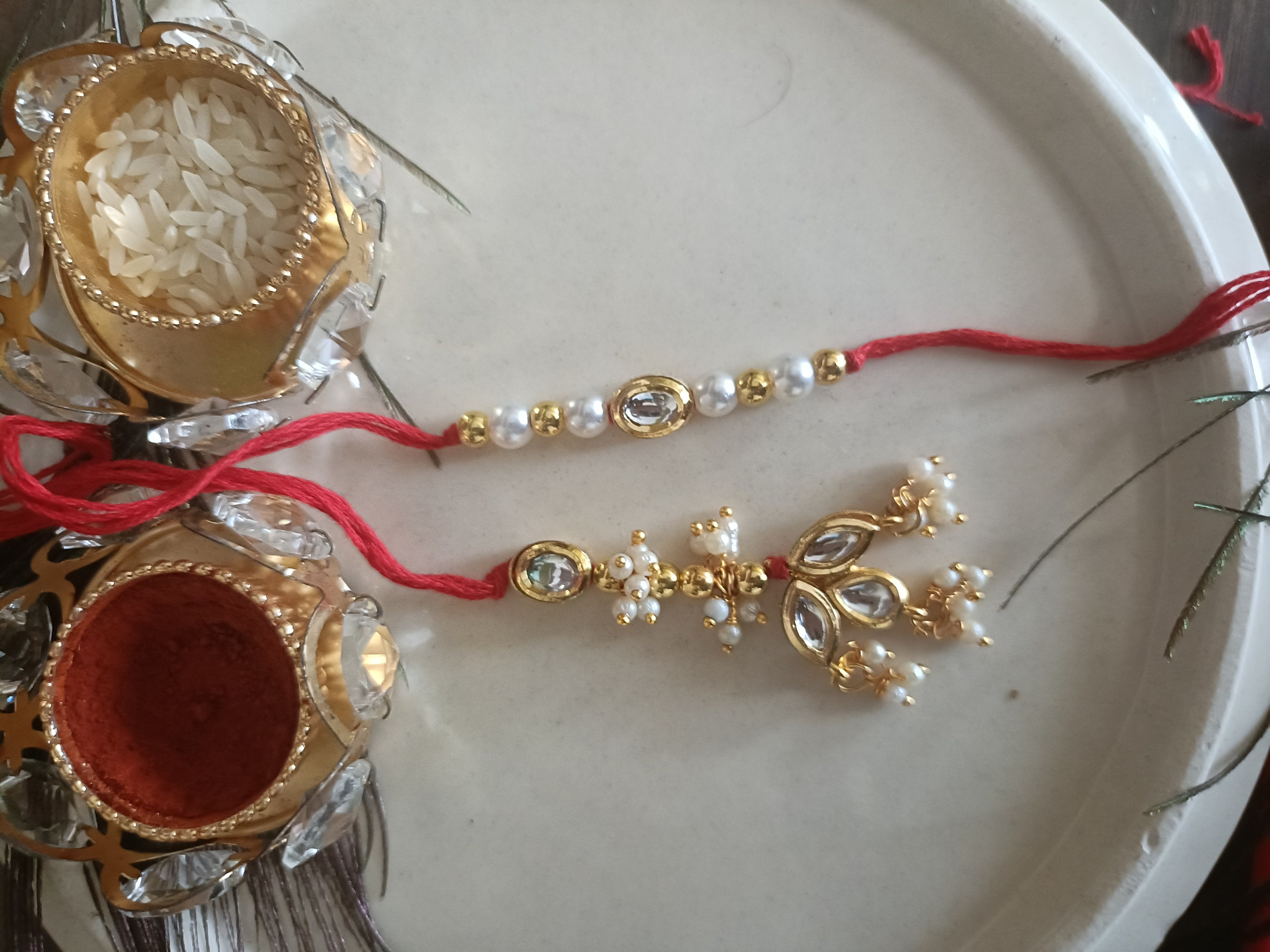 Kundan Combo Rakhi for Bhaiya Bhabhi, Couples Rakhis for Brother ...