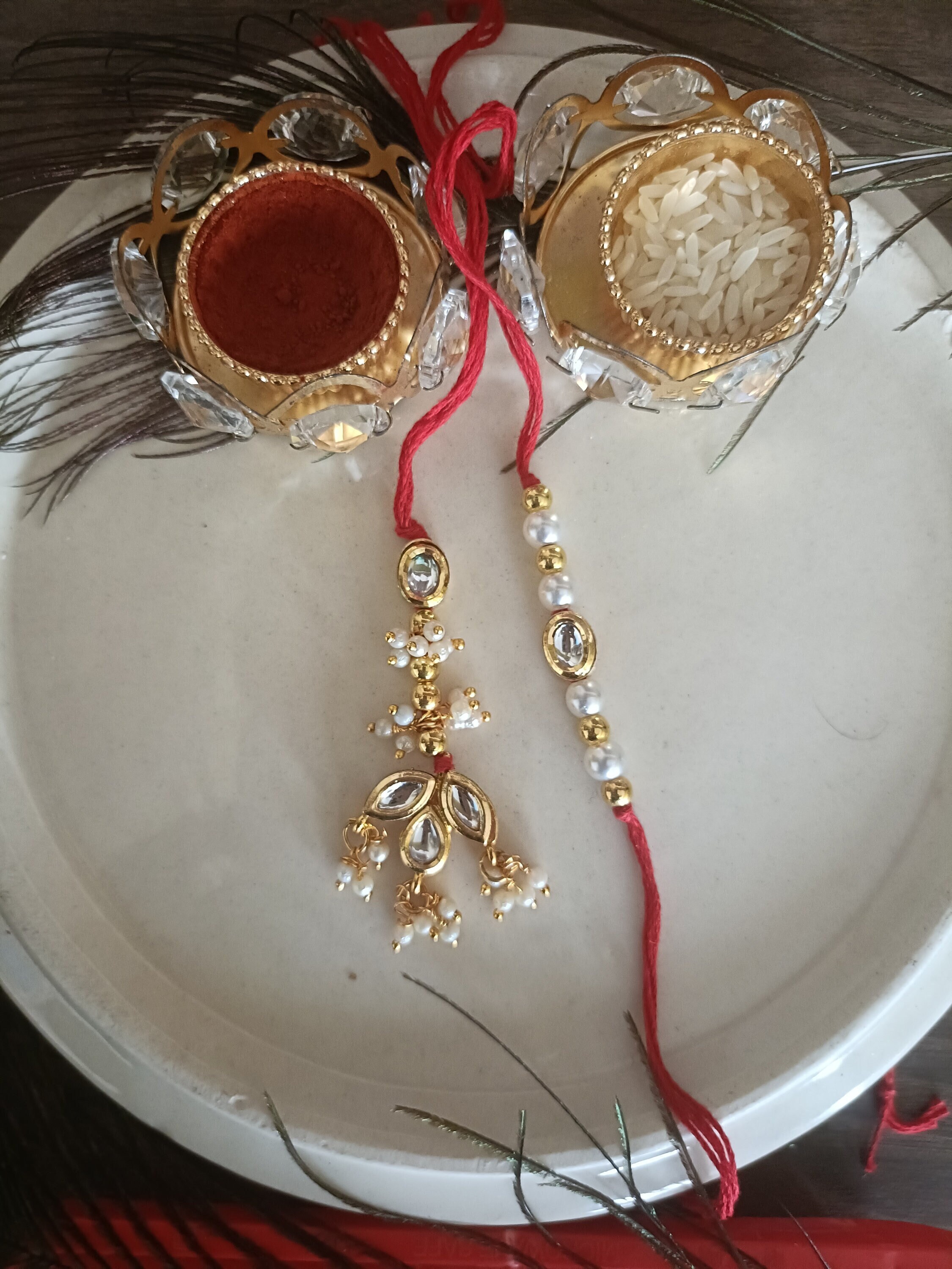 Kundan Combo Rakhi for Bhaiya Bhabhi, Couples Rakhis for Brother ...