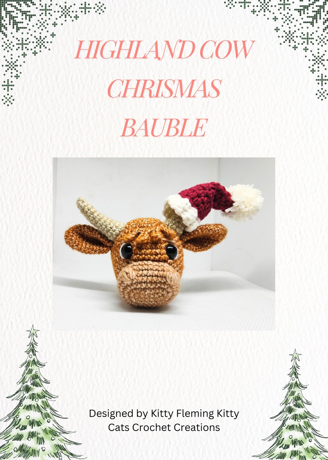 Christmas Highland Cow Bauble Crochet Pattern - Etsy