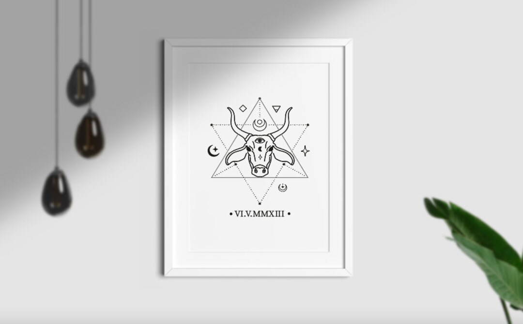 Taurus Horoscope Design With Birth Details in Roman Numerals Perfect ...