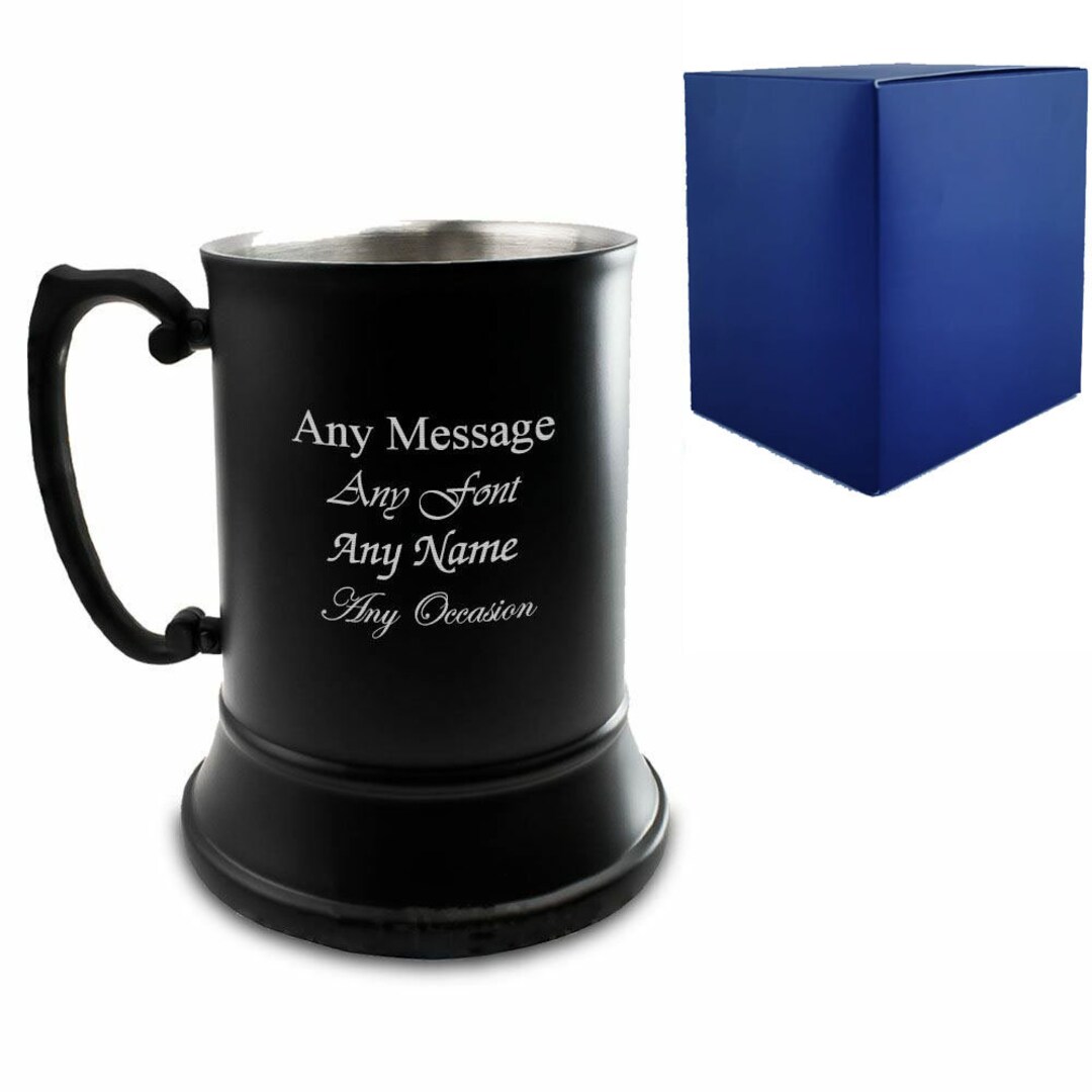 Engraved Black Metal Tankard With Gift Box - Any Message. - Etsy UK