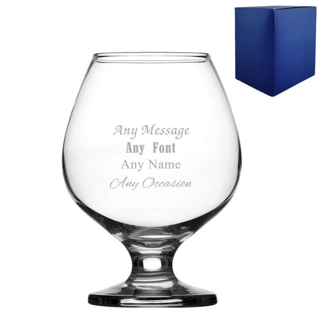 Engraved Any Message Bistro Brandy Glass, Gift Boxed - Etsy