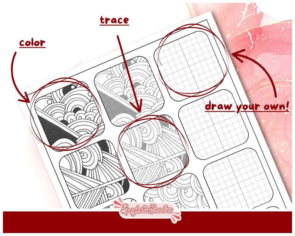 Zentangle Practice Patterns – Printable Tracing Sheets for Beginners ...