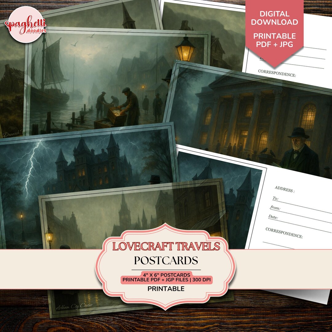 Lovecraft Printable Postcards | Printable Cards Bundle | Gothic ...