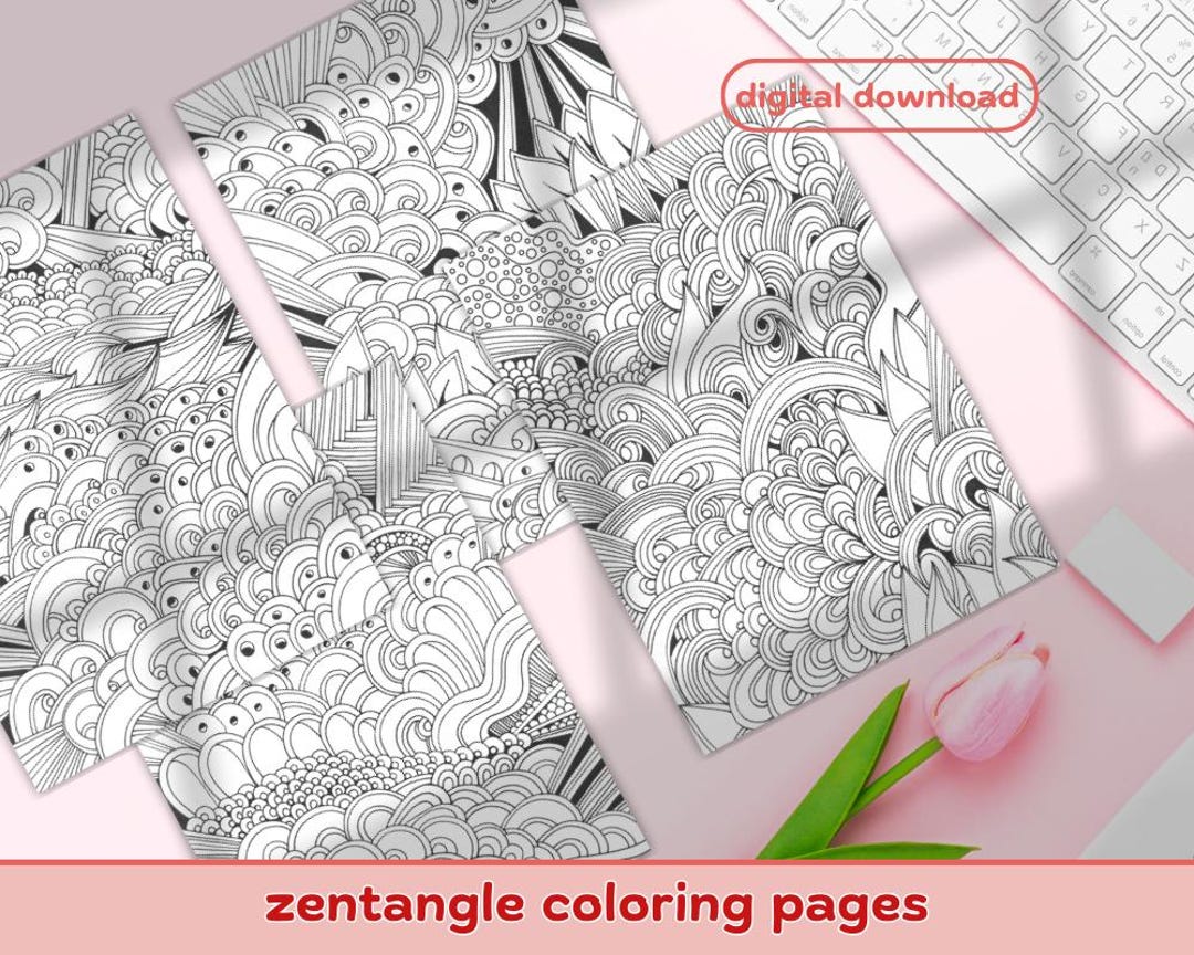 Zentangle Doodles Coloring Book Coloring Pages for Relaxation and ...