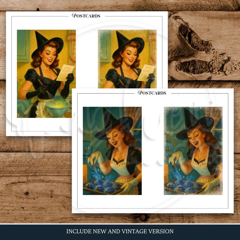 Witches Postcard Bundle | Vintage Halloween Printables | Retro Witch ...