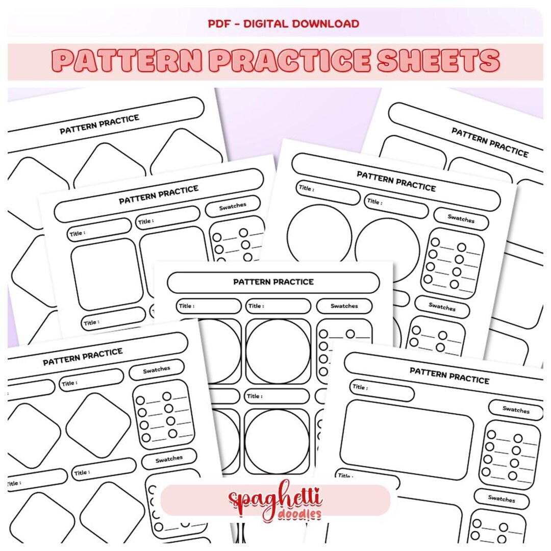 Pattern Practice Sheets – Printable Templates for Drawing Doodling ...