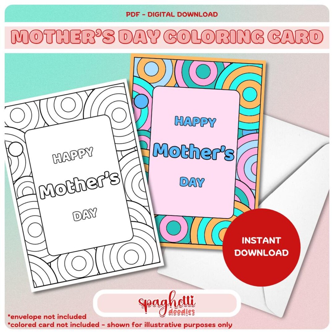 Mother's Day Coloring Card - PRINTABLE Mother's Day Card - DIY Coloring ...
