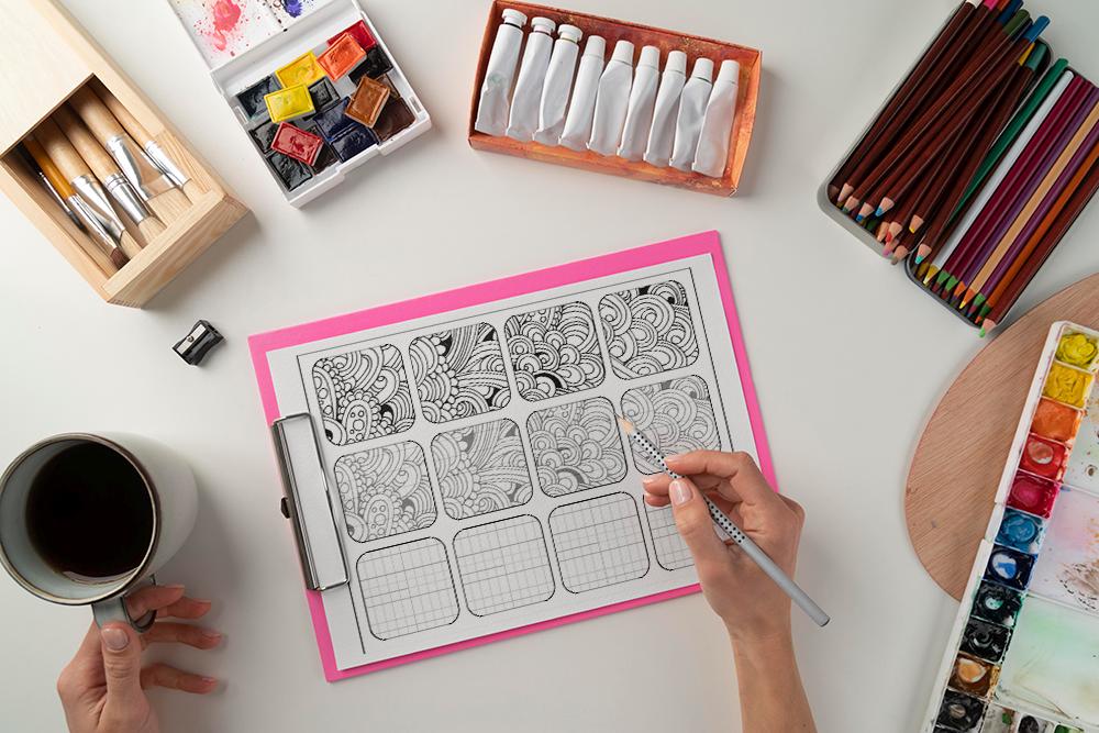 Zentangle Practice Patterns – Printable Tracing Sheets for Beginners ...
