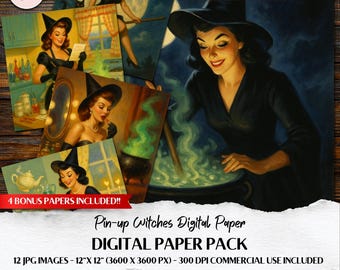 Halloween Windows Digital Papers, Printable Decoupage Paper, Commercial ...