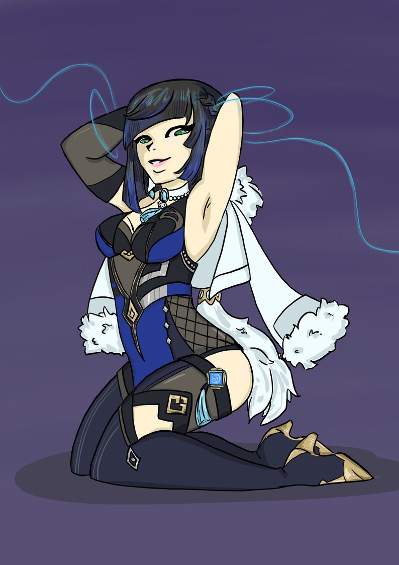 Mini Print Yelan Genshin Impact 4x6 Art - Etsy