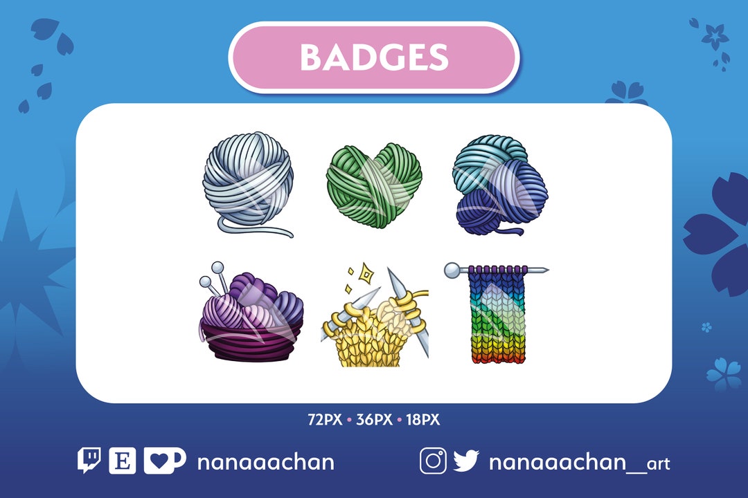 Knitting - Sub Badges - Twitch Stream - Streamer - Crafting - Handmade ...