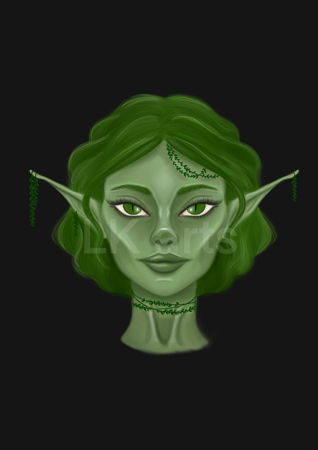 Green Nature Elf Female Digital Artwork - Etsy