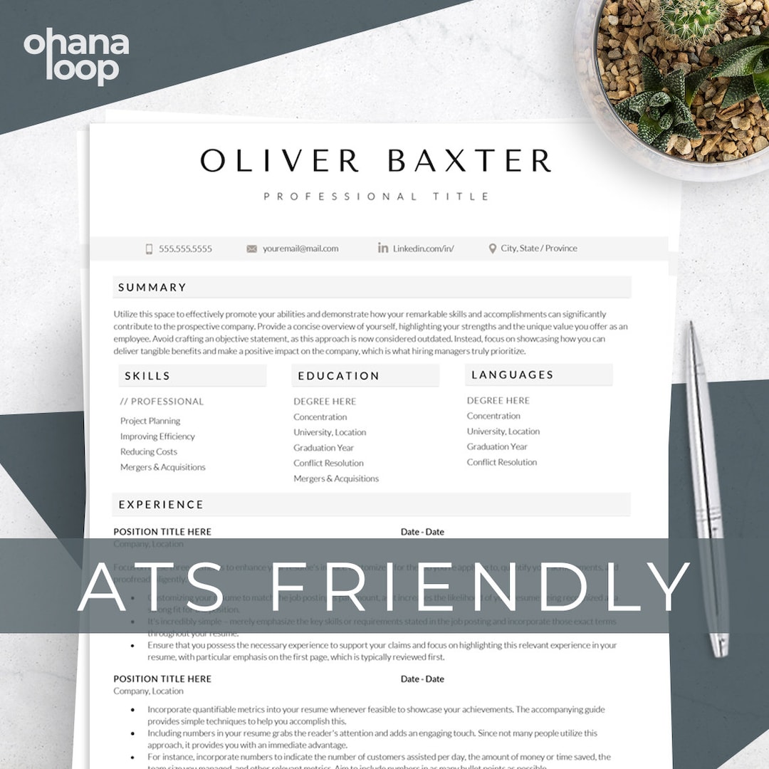 Simple Resume for Word, Pages, Google Docs | ATS Friendly| Traditional ...
